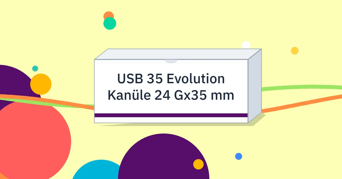 Symbolbild: Packung mit der Aufschrift USB 35 Evolution Kanüle 24 Gx35 mm (PZN 19415241) – Verfügbarkeit und Bezug in Apotheken in Frankfurt am Main