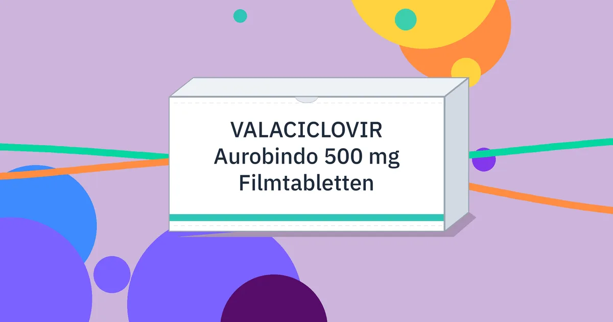 Symbolbild: Packung mit der Aufschrift VALACICLOVIR Aurobindo 500 mg Filmtabletten (PZN 18128137) – Verfügbarkeit und Bezug in Apotheken in Frankfurt am Main