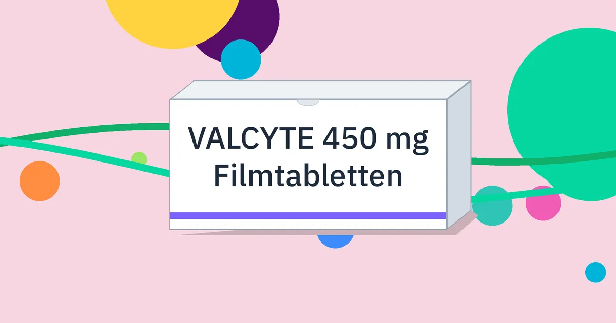 Symbolbild: Packung mit der Aufschrift VALCYTE 450 mg Filmtabletten (PZN 14357154) – Verfügbarkeit und Bezug in Apotheken in Frankfurt am Main