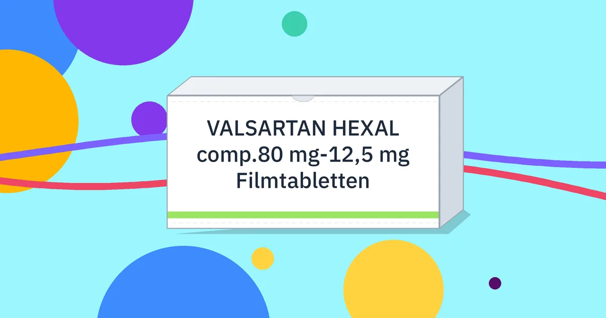 Symbolbild: Packung mit der Aufschrift VALSARTAN HEXAL comp.80 mg-12,5 mg Filmtabletten (PZN 07607136) – Verfügbarkeit und Bezug in Apotheken in Frankfurt am Main