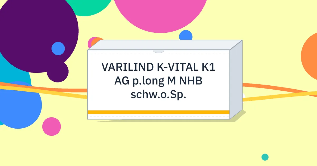 Symbolbild: Packung mit der Aufschrift VARILIND K-VITAL K1 AG p.long M NHB schw.o.Sp. (PZN 20563774) – Verfügbarkeit und Bezug in Apotheken in Frankfurt am Main