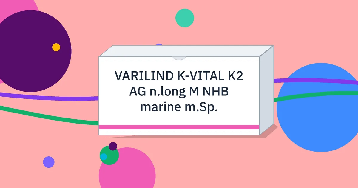 Symbolbild: Packung mit der Aufschrift VARILIND K-VITAL K2 AG n.long M NHB marine m.Sp. (PZN 20564644) – Verfügbarkeit und Bezug in Apotheken in Frankfurt am Main
