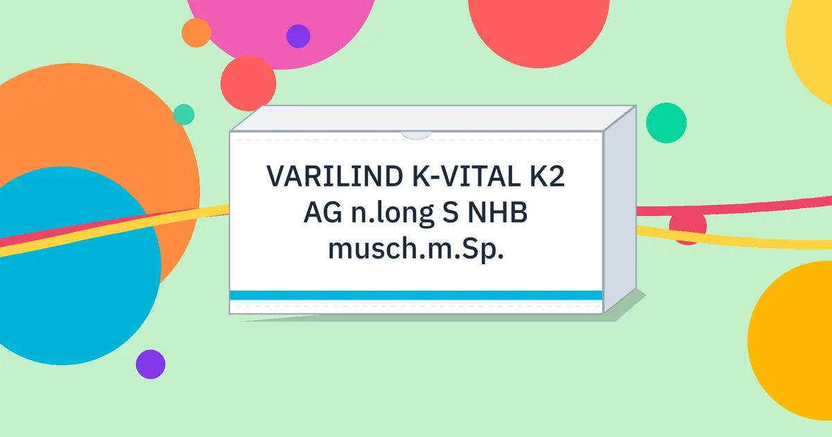 Symbolbild: Packung mit der Aufschrift VARILIND K-VITAL K2 AG n.long S NHB musch.m.Sp. (PZN 20565431) – Verfügbarkeit und Bezug in Apotheken in Frankfurt am Main