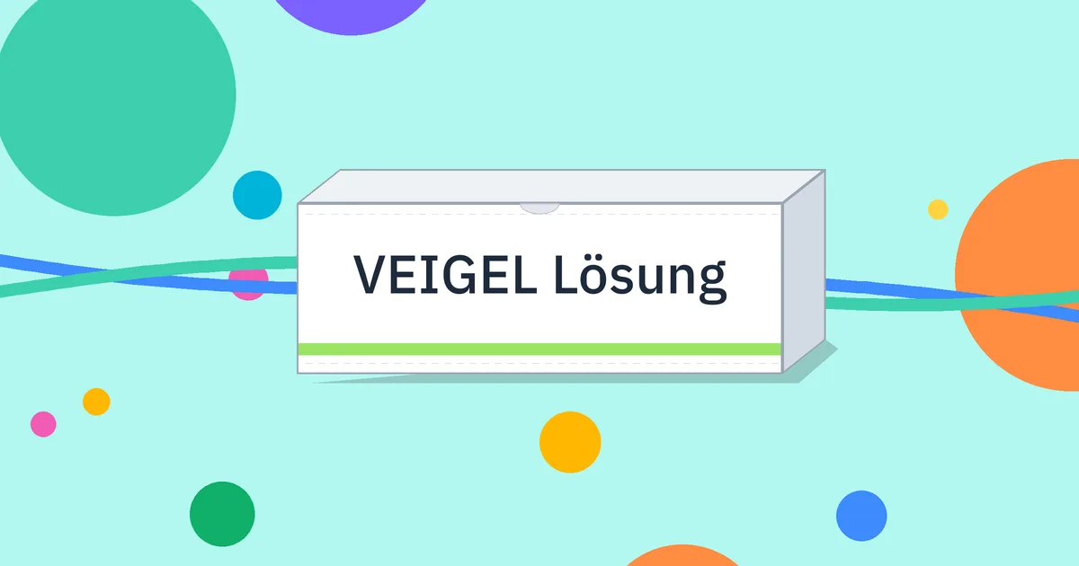 Symbolbild: Packung mit der Aufschrift VEIGEL Lösung (PZN 05022816) – Verfügbarkeit und Bezug in Apotheken in Frankfurt am Main