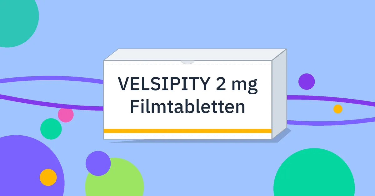 Symbolbild: Packung mit der Aufschrift VELSIPITY 2 mg Filmtabletten (PZN 19924669) – Verfügbarkeit und Bezug in Apotheken in Frankfurt am Main