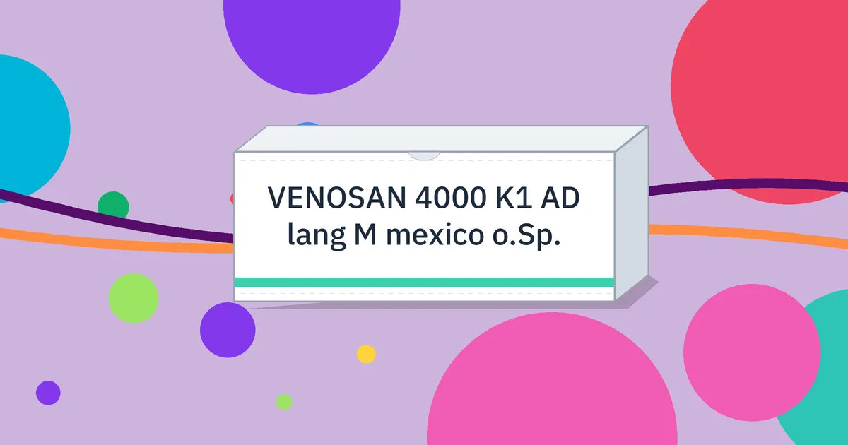 Symbolbild: Packung mit der Aufschrift VENOSAN 4000 K1 AD lang M mexico o.Sp. (PZN 14422934) – Verfügbarkeit und Bezug in Apotheken in Frankfurt am Main