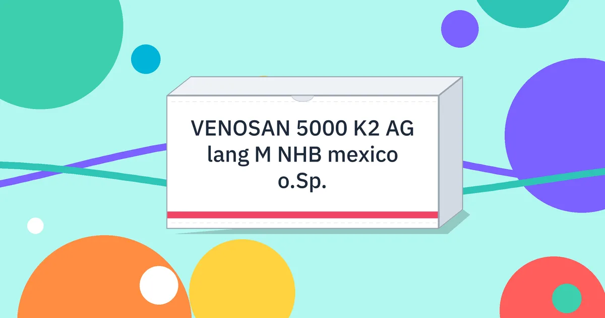 Symbolbild: Packung mit der Aufschrift VENOSAN 5000 K2 AG lang M NHB mexico o.Sp. (PZN 14430477) – Verfügbarkeit und Bezug in Apotheken in Frankfurt am Main