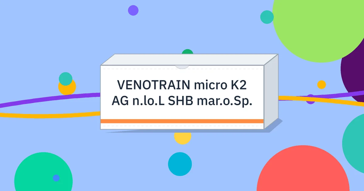 Symbolbild: Packung mit der Aufschrift VENOTRAIN micro K2 AG n.lo.L SHB mar.o.Sp. (PZN 06326429) – Verfügbarkeit und Bezug in Apotheken in Frankfurt am Main