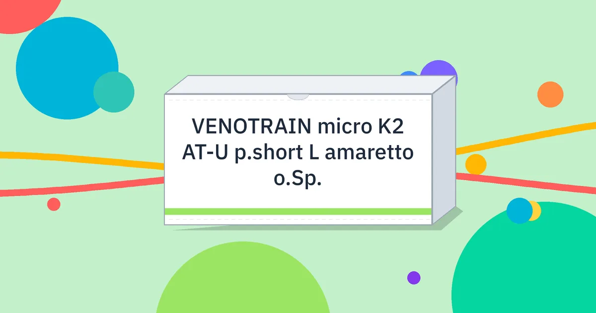 Symbolbild: Packung mit der Aufschrift VENOTRAIN micro K2 AT-U p.short L amaretto o.Sp. (PZN 05709312) – Verfügbarkeit und Bezug in Apotheken in Frankfurt am Main