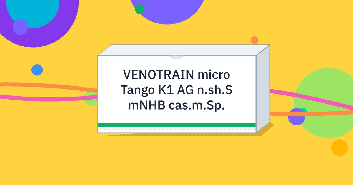 Symbolbild: Packung mit der Aufschrift VENOTRAIN micro Tango K1 AG n.sh.S mNHB cas.m.Sp. (PZN 20763504) – Verfügbarkeit und Bezug in Apotheken in Frankfurt am Main