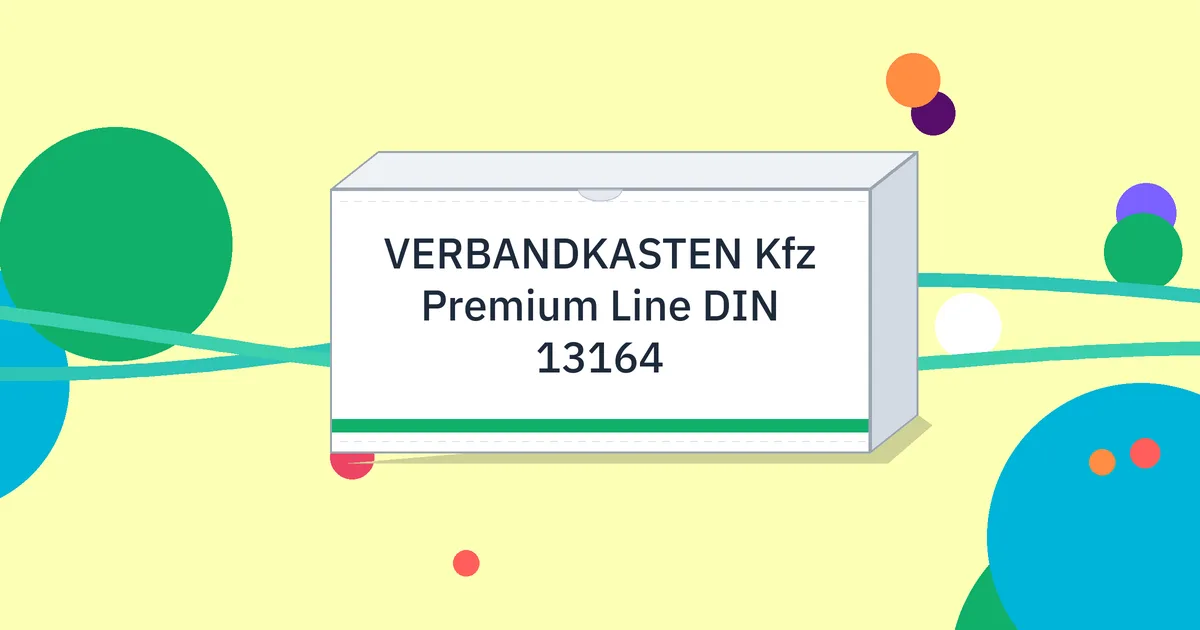 Symbolbild: Packung mit der Aufschrift VERBANDKASTEN Kfz Premium Line DIN 13164 (PZN 07588605) – Verfügbarkeit und Bezug in Apotheken in Frankfurt am Main