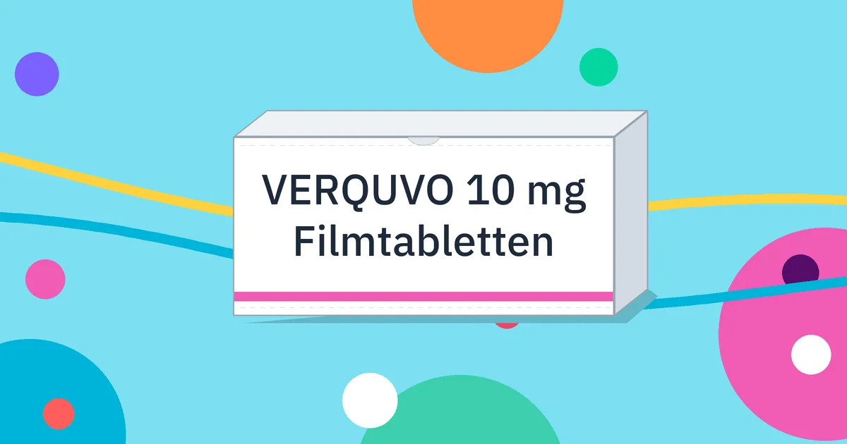 Symbolbild: Packung mit der Aufschrift VERQUVO 10 mg Filmtabletten (PZN 16771975) – Verfügbarkeit und Bezug in Apotheken in Frankfurt am Main