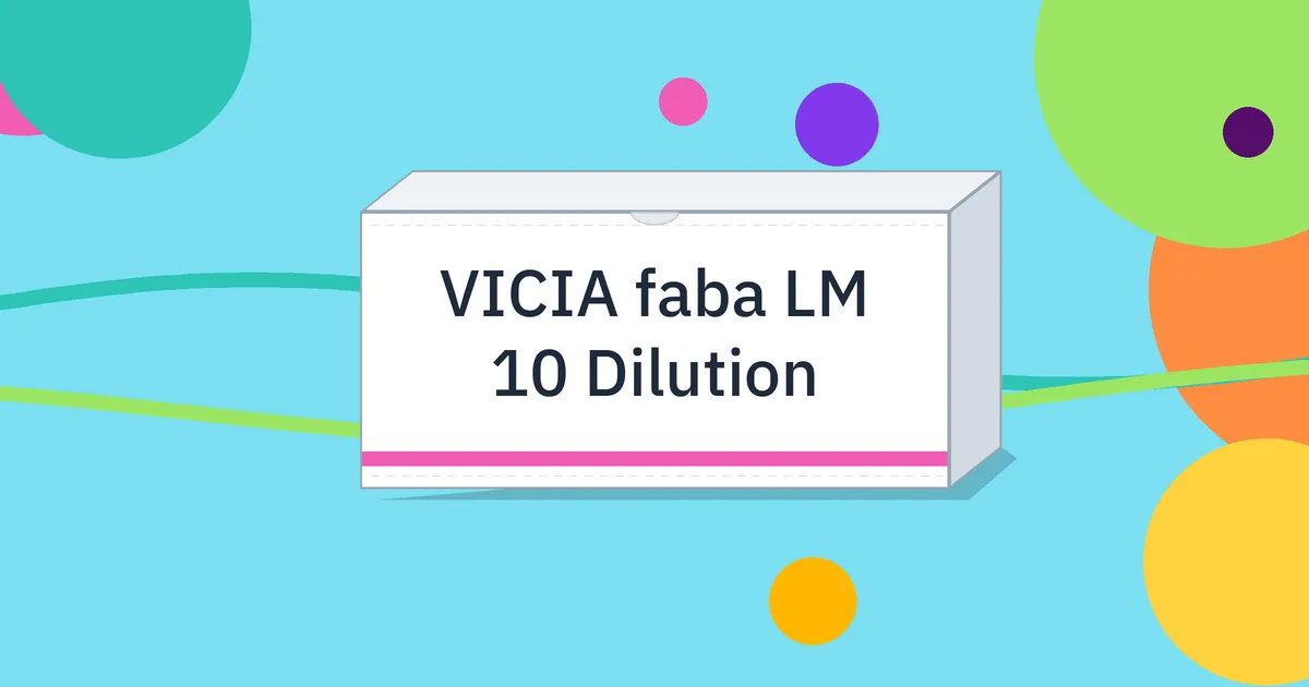 Symbolbild: Packung mit der Aufschrift VICIA faba LM 10 Dilution (PZN 13272674) – Verfügbarkeit und Bezug in Apotheken in Frankfurt am Main