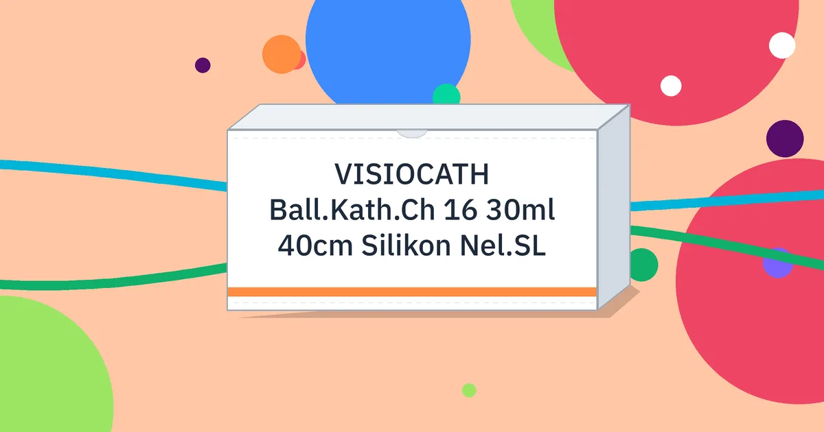 Symbolbild: Packung mit der Aufschrift VISIOCATH Ball.Kath.Ch 16 30ml 40cm Silikon Nel.SL (PZN 18305987) – Verfügbarkeit und Bezug in Apotheken in Frankfurt am Main