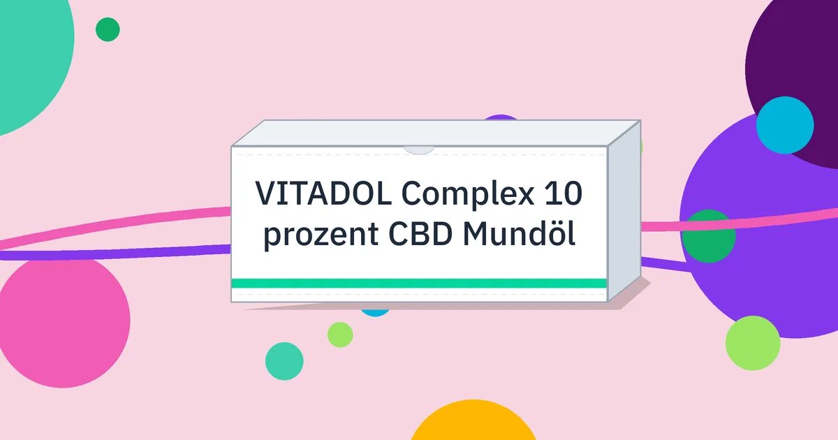 Symbolbild: Packung mit der Aufschrift VITADOL Complex 10 prozent CBD Mundöl (PZN 16138887) – Verfügbarkeit und Bezug in Apotheken in Frankfurt am Main