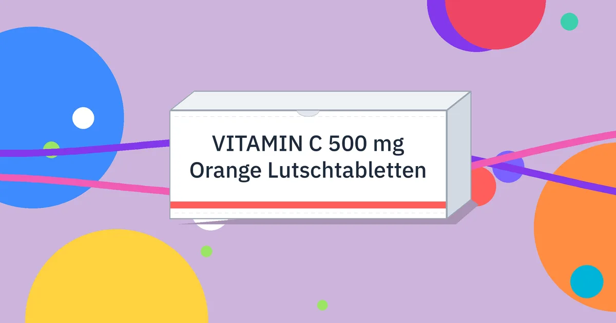 Symbolbild: Packung mit der Aufschrift VITAMIN C 500 mg Orange Lutschtabletten (PZN 18225142) – Verfügbarkeit und Bezug in Apotheken in Frankfurt am Main