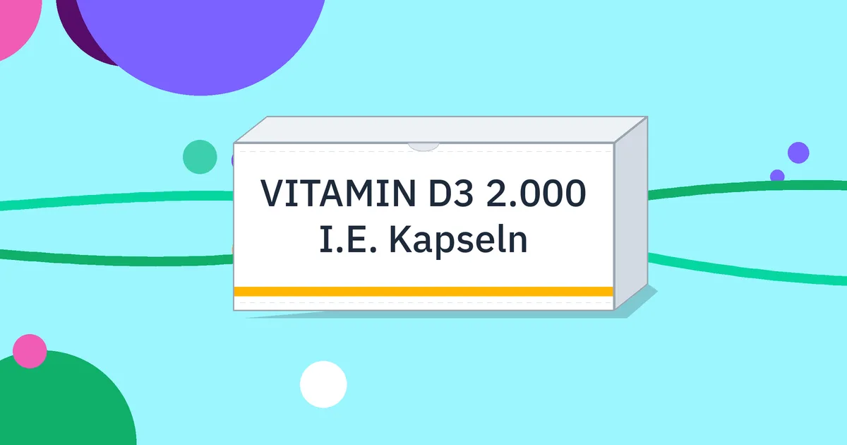 Symbolbild: Packung mit der Aufschrift VITAMIN D3 2.000 I.E. Kapseln (PZN 19282484) – Verfügbarkeit und Bezug in Apotheken in Frankfurt am Main