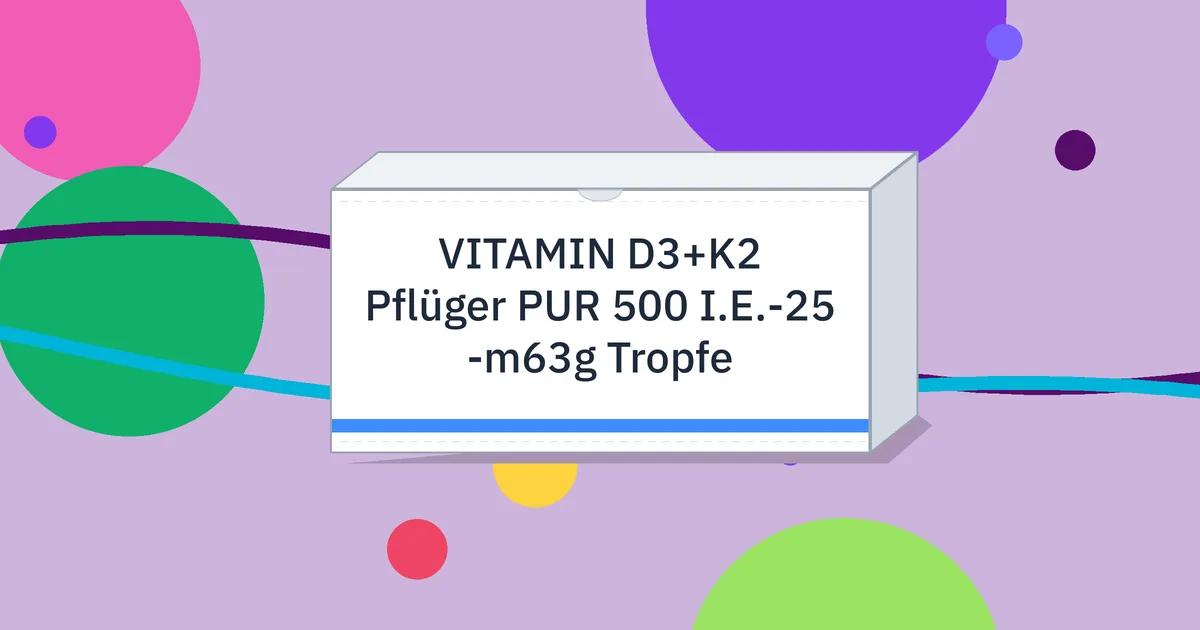 Symbolbild: Packung mit der Aufschrift VITAMIN D3+K2 Pflüger PUR 500 I.E.-25 -m63g Tropfe (PZN 19160858) – Verfügbarkeit und Bezug in Apotheken in Frankfurt am Main