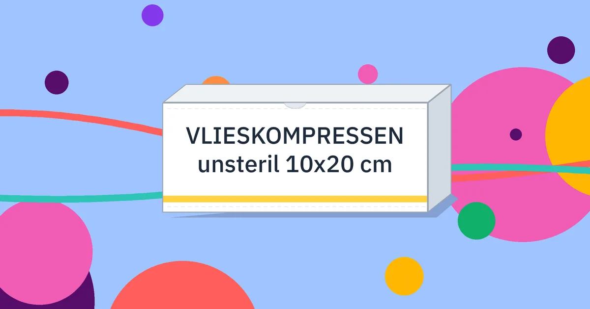 Symbolbild: Packung mit der Aufschrift VLIESKOMPRESSEN unsteril 10x20 cm (PZN 08889438) – Verfügbarkeit und Bezug in Apotheken in Frankfurt am Main