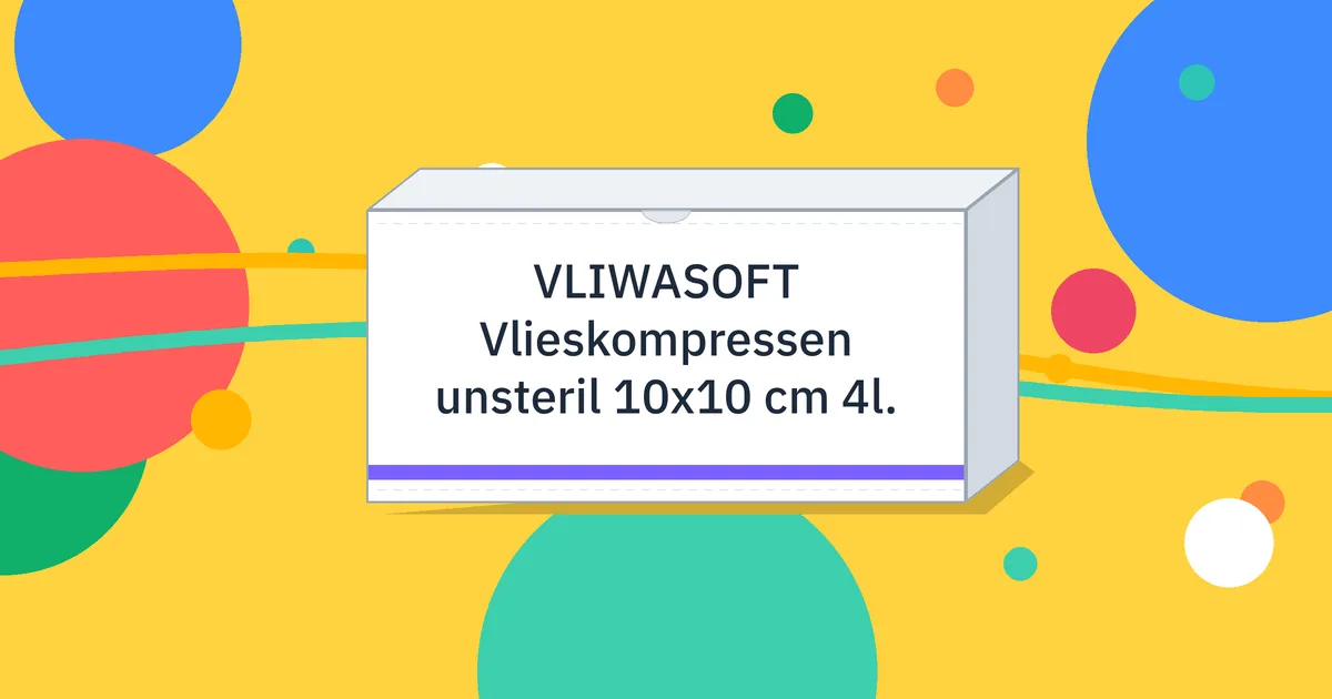 Symbolbild: Packung mit der Aufschrift VLIWASOFT Vlieskompressen unsteril 10x10 cm 4l. (PZN 17241699) – Verfügbarkeit und Bezug in Apotheken in Frankfurt am Main
