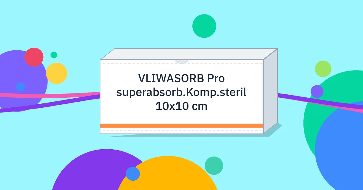 Symbolbild: Packung mit der Aufschrift VLIWASORB Pro superabsorb.Komp.steril 10x10 cm (PZN 16123785) – Verfügbarkeit und Bezug in Apotheken in Frankfurt am Main