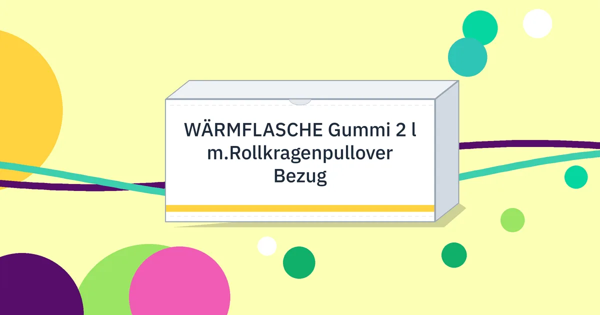 Symbolbild: Packung mit der Aufschrift WÄRMFLASCHE Gummi 2 l m.Rollkragenpullover Bezug (PZN 04433167) – Verfügbarkeit und Bezug in Apotheken in Frankfurt am Main