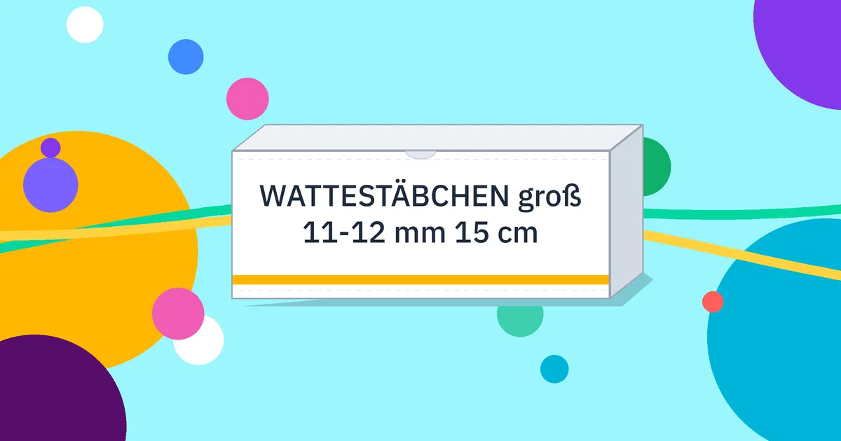 Symbolbild: Packung mit der Aufschrift WATTESTÄBCHEN groß 11-12 mm 15 cm (PZN 18326736) – Verfügbarkeit und Bezug in Apotheken in Frankfurt am Main