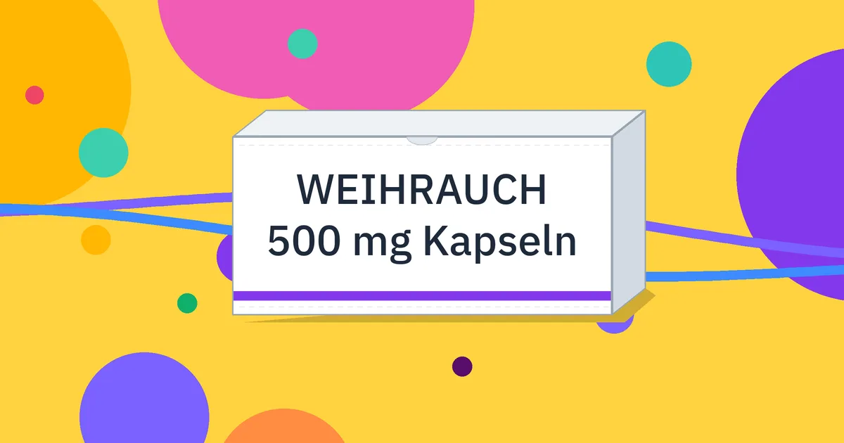 Symbolbild: Packung mit der Aufschrift WEIHRAUCH 500 mg Kapseln (PZN 09771489) – Verfügbarkeit und Bezug in Apotheken in Frankfurt am Main