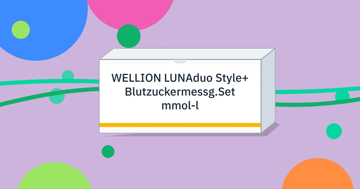 Symbolbild: Packung mit der Aufschrift WELLION LUNAduo Style+ Blutzuckermessg.Set mmol-l (PZN 11527207) – Verfügbarkeit und Bezug in Apotheken in Frankfurt am Main