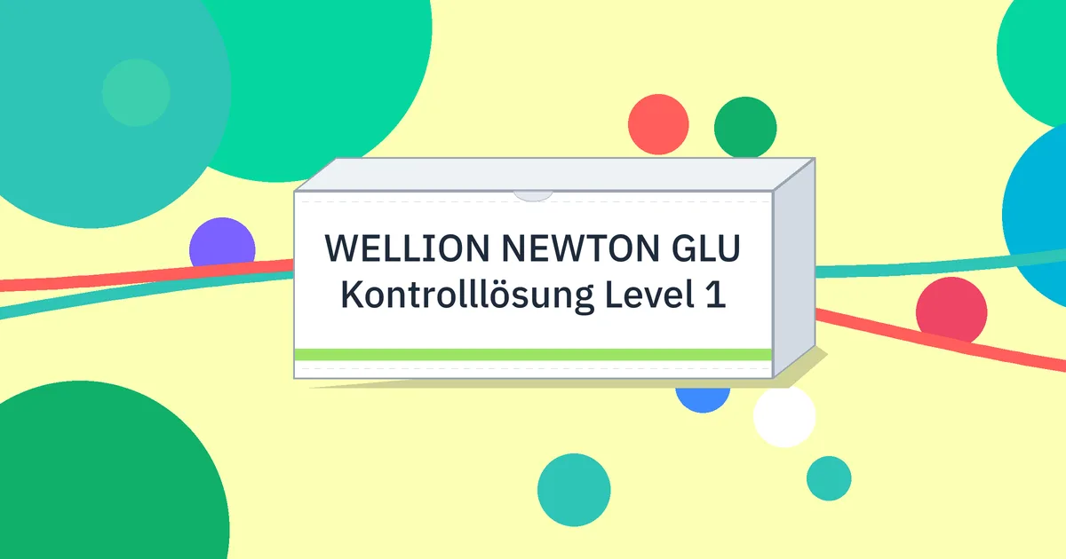 Symbolbild: Packung mit der Aufschrift WELLION NEWTON GLU Kontrolllösung Level 1 (PZN 16751926) – Verfügbarkeit und Bezug in Apotheken in Frankfurt am Main
