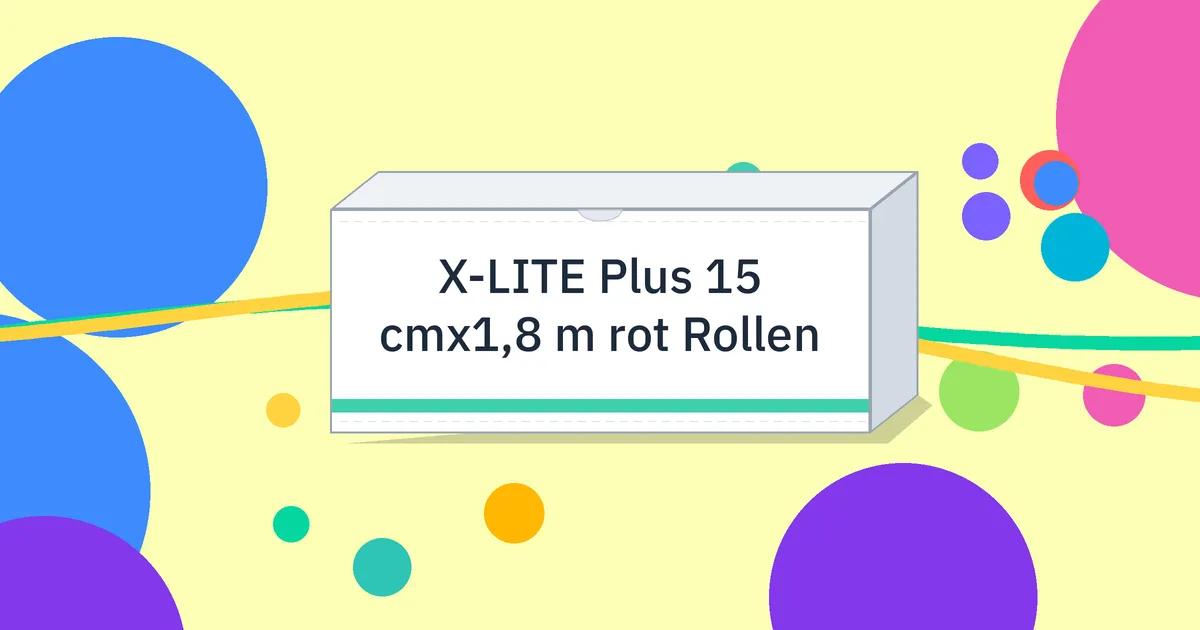 Symbolbild: Packung mit der Aufschrift X-LITE Plus 15 cmx1,8 m rot Rollen (PZN 14441481) – Verfügbarkeit und Bezug in Apotheken in Frankfurt am Main