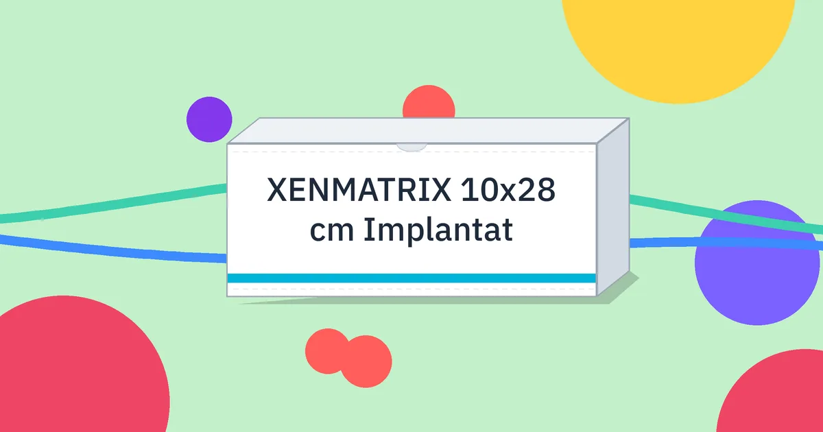 Symbolbild: Packung mit der Aufschrift XENMATRIX 10x28 cm Implantat (PZN 04019367) – Verfügbarkeit und Bezug in Apotheken in Frankfurt am Main