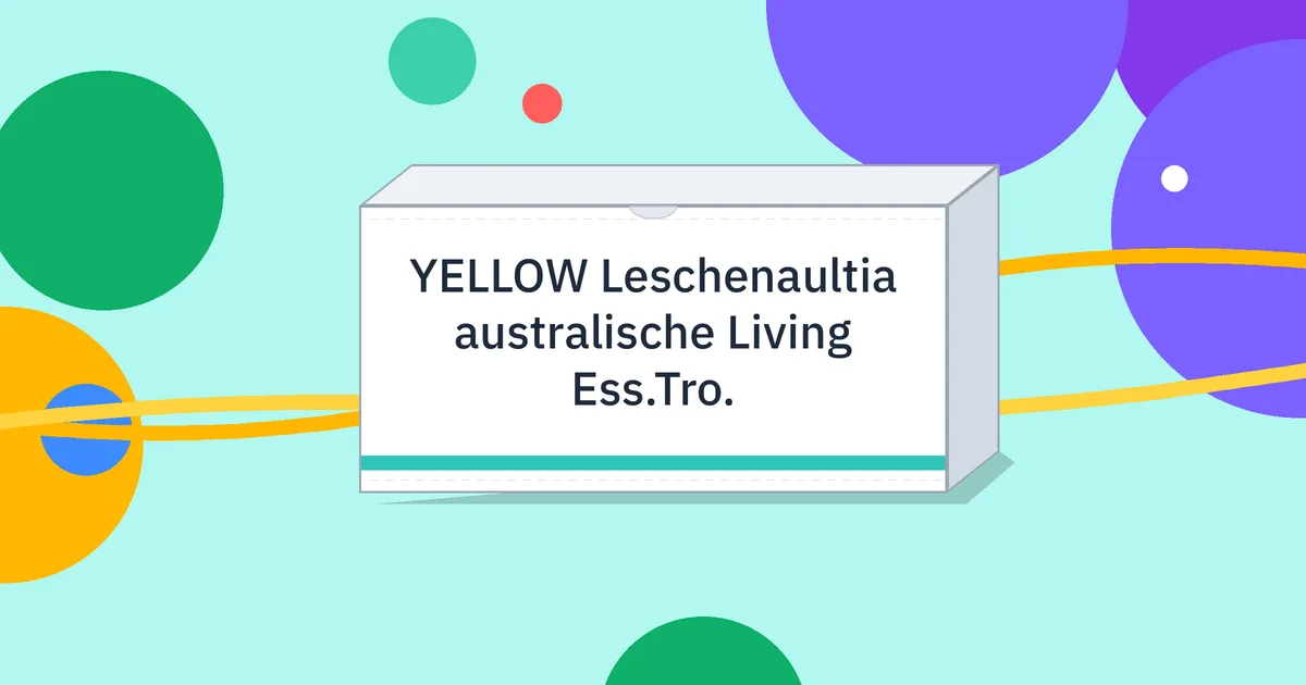 Symbolbild: Packung mit der Aufschrift YELLOW Leschenaultia australische Living Ess.Tro. (PZN 05011994) – Verfügbarkeit und Bezug in Apotheken in Frankfurt am Main