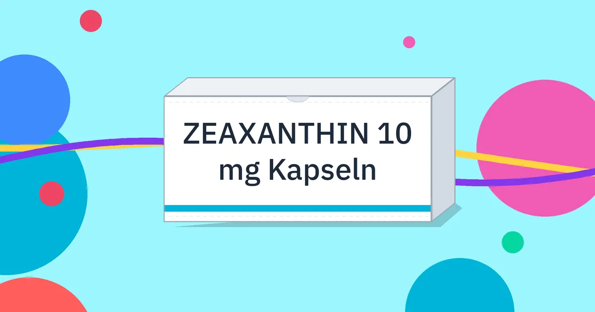 Symbolbild: Packung mit der Aufschrift ZEAXANTHIN 10 mg Kapseln (PZN 18487184) – Verfügbarkeit und Bezug in Apotheken in Frankfurt am Main