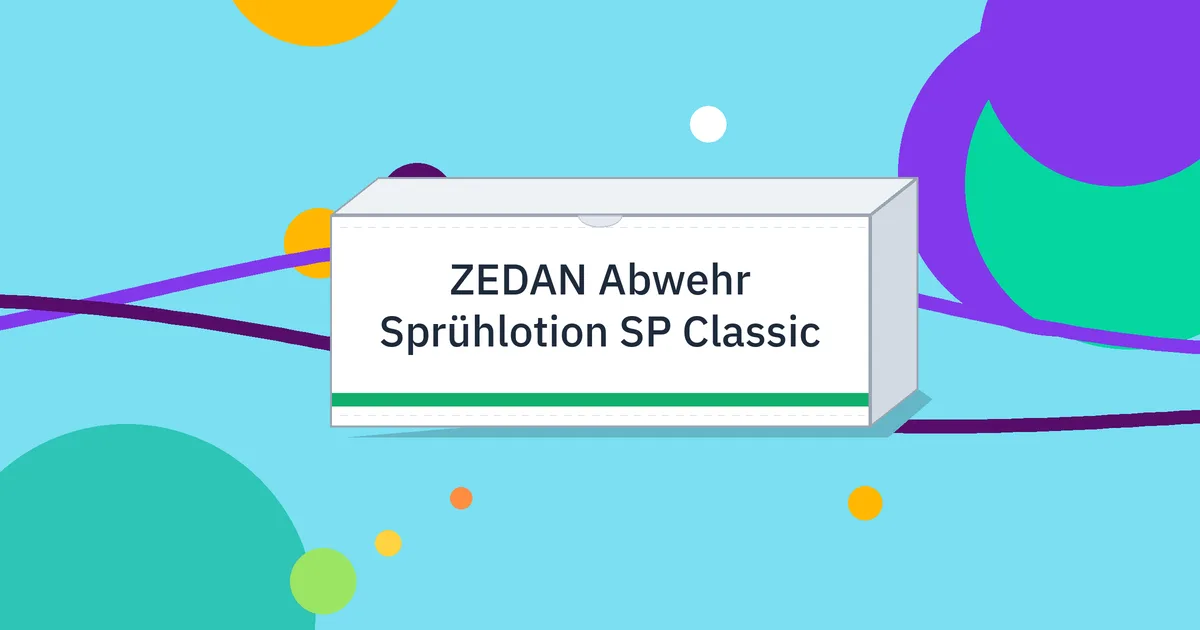 Symbolbild: Packung mit der Aufschrift ZEDAN Abwehr Sprühlotion SP Classic (PZN 12855014) – Verfügbarkeit und Bezug in Apotheken in Frankfurt am Main