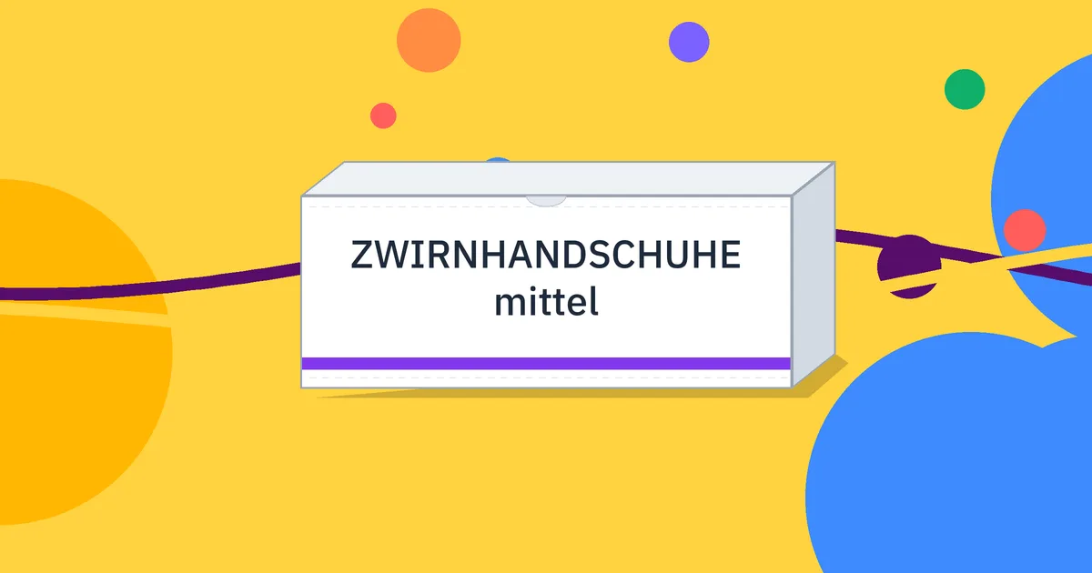 Symbolbild: Packung mit der Aufschrift ZWIRNHANDSCHUHE mittel (PZN 04444544) – Verfügbarkeit und Bezug in Apotheken in Frankfurt am Main