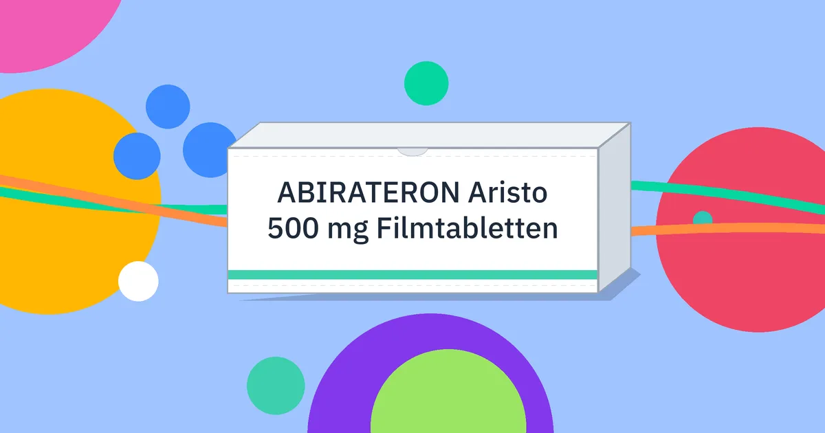 Symbolbild: Packung mit der Aufschrift ABIRATERON Aristo 500 mg Filmtabletten (PZN 18332984) – Verfügbarkeit und Bezug in Apotheken in Frankfurt am Main