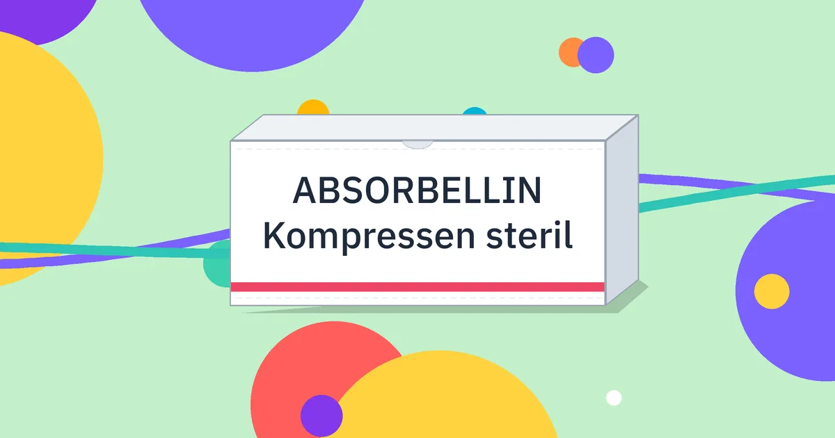 Symbolbild: Packung mit der Aufschrift ABSORBELLIN Kompressen steril (PZN 04242881) – Verfügbarkeit und Bezug in Apotheken in Frankfurt am Main