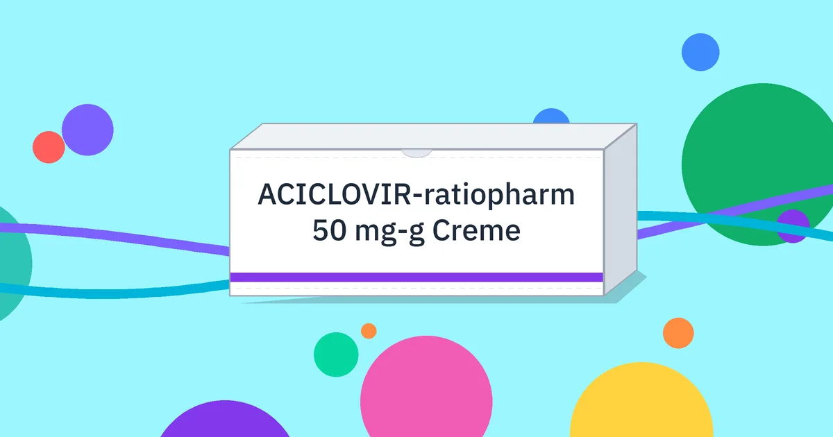 Symbolbild: Packung mit der Aufschrift ACICLOVIR-ratiopharm 50 mg-g Creme (PZN 04899902) – Verfügbarkeit und Bezug in Apotheken in Frankfurt am Main