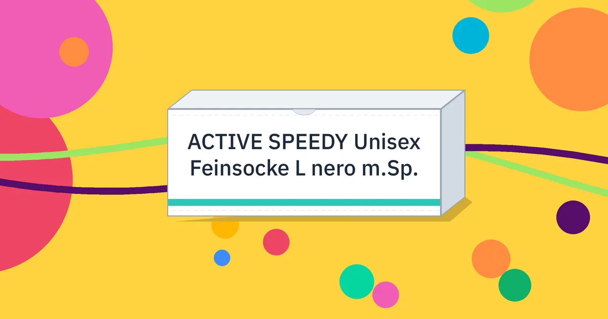 Symbolbild: Packung mit der Aufschrift ACTIVE SPEEDY Unisex Feinsocke L nero m.Sp. (PZN 16194911) – Verfügbarkeit und Bezug in Apotheken in Frankfurt am Main
