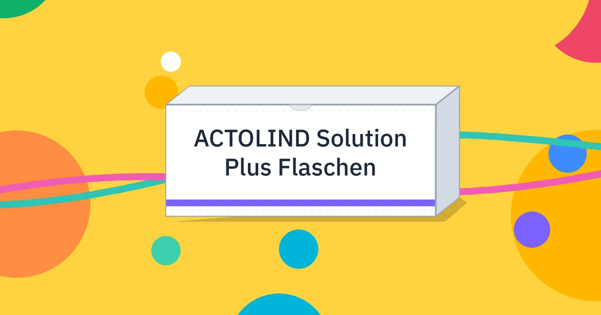 Symbolbild: Packung mit der Aufschrift ACTOLIND Solution Plus Flaschen (PZN 17586903) – Verfügbarkeit und Bezug in Apotheken in Frankfurt am Main