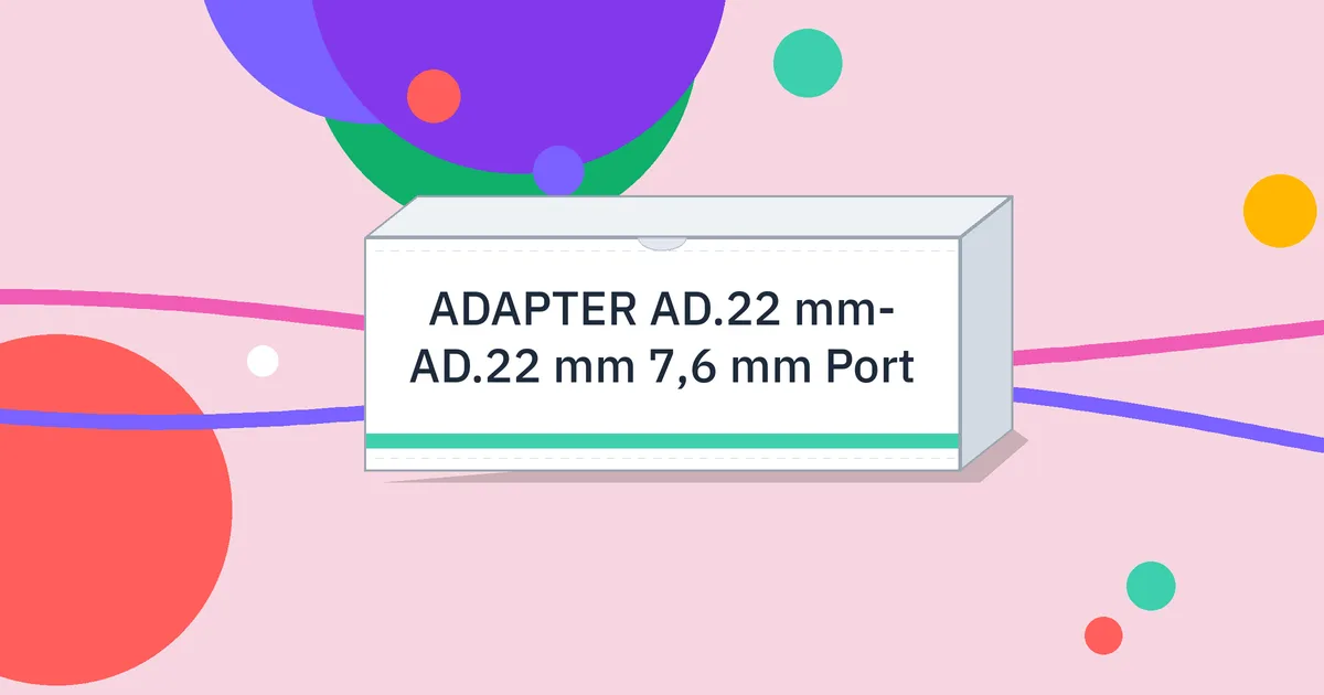 Symbolbild: Packung mit der Aufschrift ADAPTER AD.22 mm-AD.22 mm 7,6 mm Port (PZN 17431744) – Verfügbarkeit und Bezug in Apotheken in Frankfurt am Main