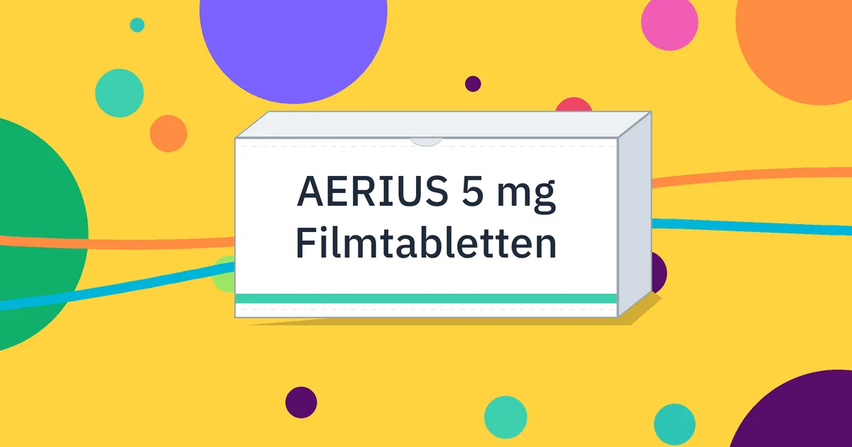 Symbolbild: Packung mit der Aufschrift AERIUS 5 mg Filmtabletten (PZN 03379046) – Verfügbarkeit und Bezug in Apotheken in Frankfurt am Main