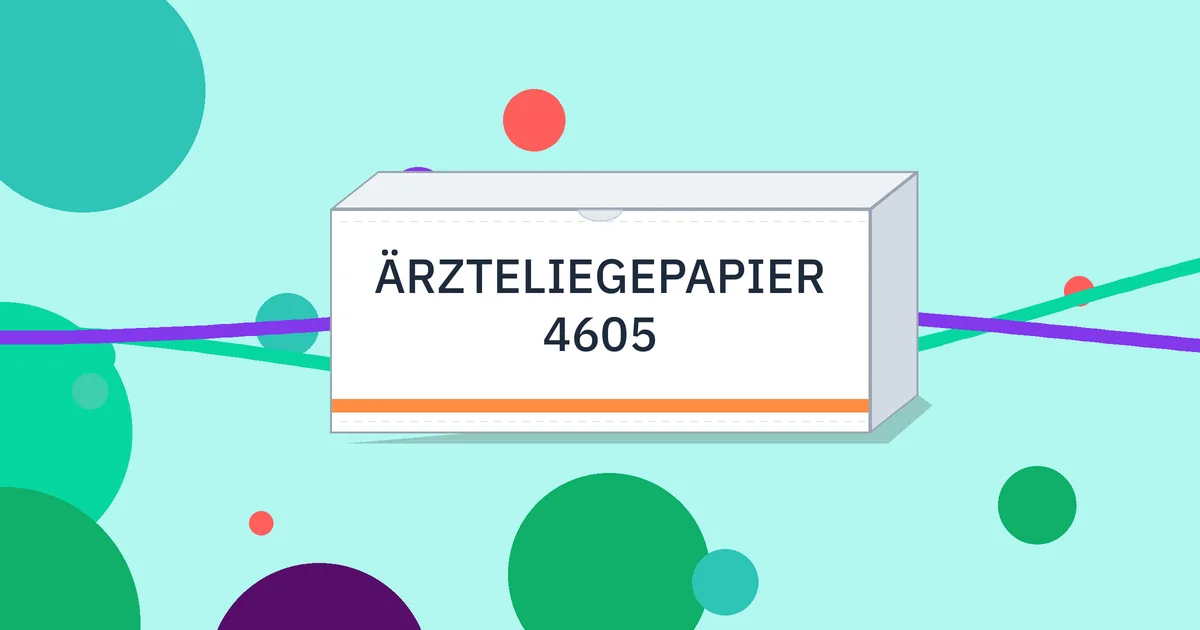 Symbolbild: Packung mit der Aufschrift ÄRZTELIEGEPAPIER 4605 (PZN 02097771) – Verfügbarkeit und Bezug in Apotheken in Frankfurt am Main