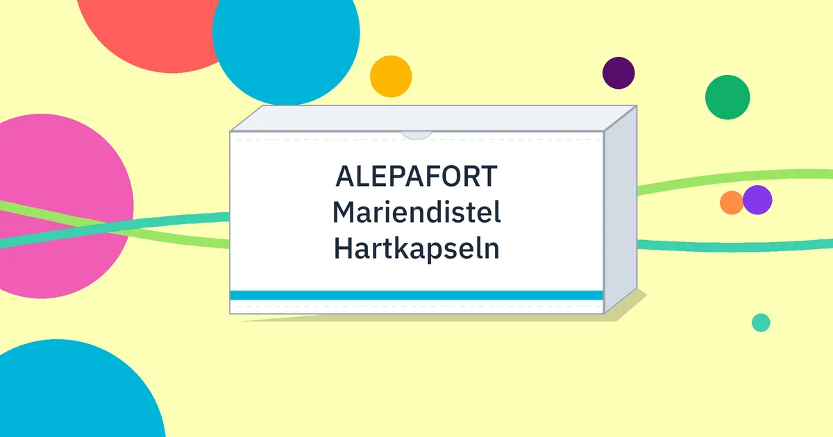 Symbolbild: Packung mit der Aufschrift ALEPAFORT Mariendistel Hartkapseln (PZN 03425757) – Verfügbarkeit und Bezug in Apotheken in Frankfurt am Main