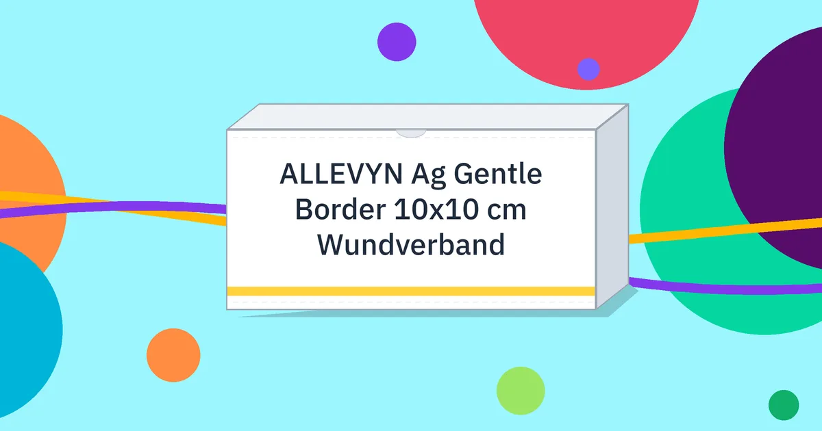 Symbolbild: Packung mit der Aufschrift ALLEVYN Ag Gentle Border 10x10 cm Wundverband (PZN 13329859) – Verfügbarkeit und Bezug in Apotheken in Frankfurt am Main