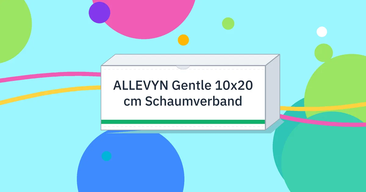 Symbolbild: Packung mit der Aufschrift ALLEVYN Gentle 10x20 cm Schaumverband (PZN 16026763) – Verfügbarkeit und Bezug in Apotheken in Frankfurt am Main