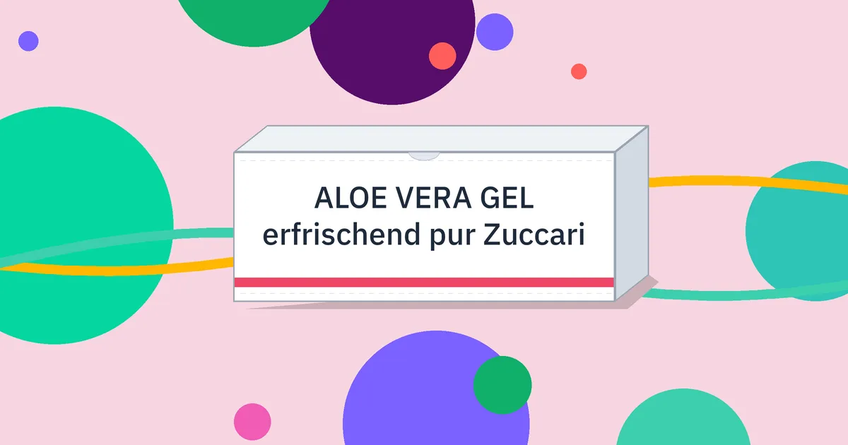 Symbolbild: Packung mit der Aufschrift ALOE VERA GEL erfrischend pur Zuccari (PZN 19632725) – Verfügbarkeit und Bezug in Apotheken in Frankfurt am Main