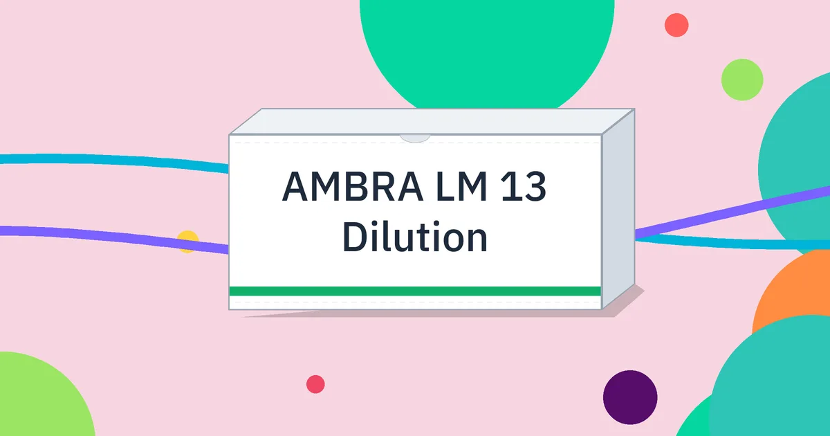 Symbolbild: Packung mit der Aufschrift AMBRA LM 13 Dilution (PZN 12759799) – Verfügbarkeit und Bezug in Apotheken in Frankfurt am Main
