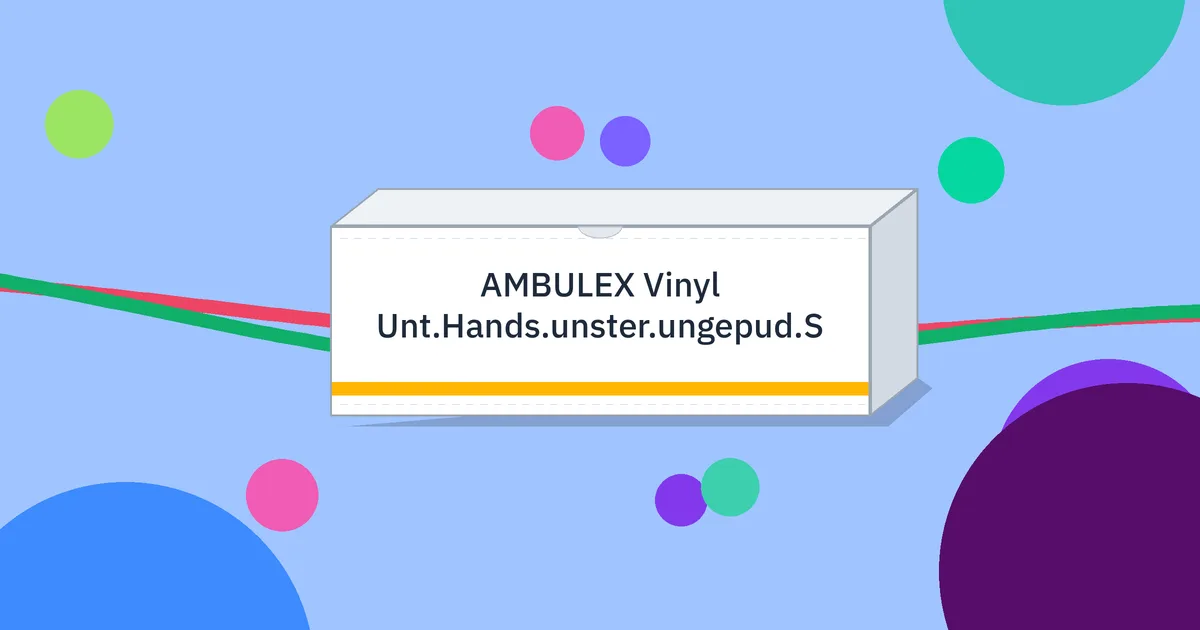 Symbolbild: Packung mit der Aufschrift AMBULEX Vinyl Unt.Hands.unster.ungepud.S (PZN 12338247) – Verfügbarkeit und Bezug in Apotheken in Frankfurt am Main